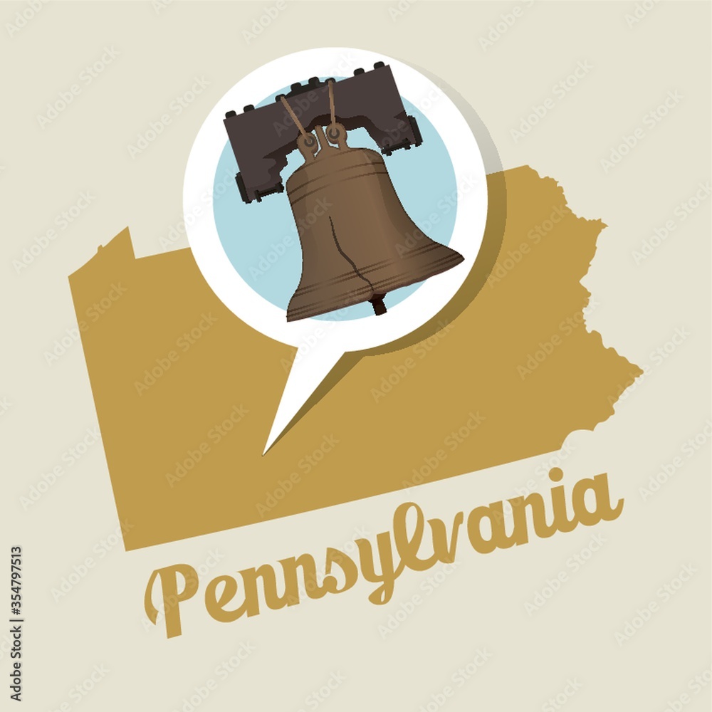 Pennsylvania map with liberty bell icon Stock Vector | Adobe Stock