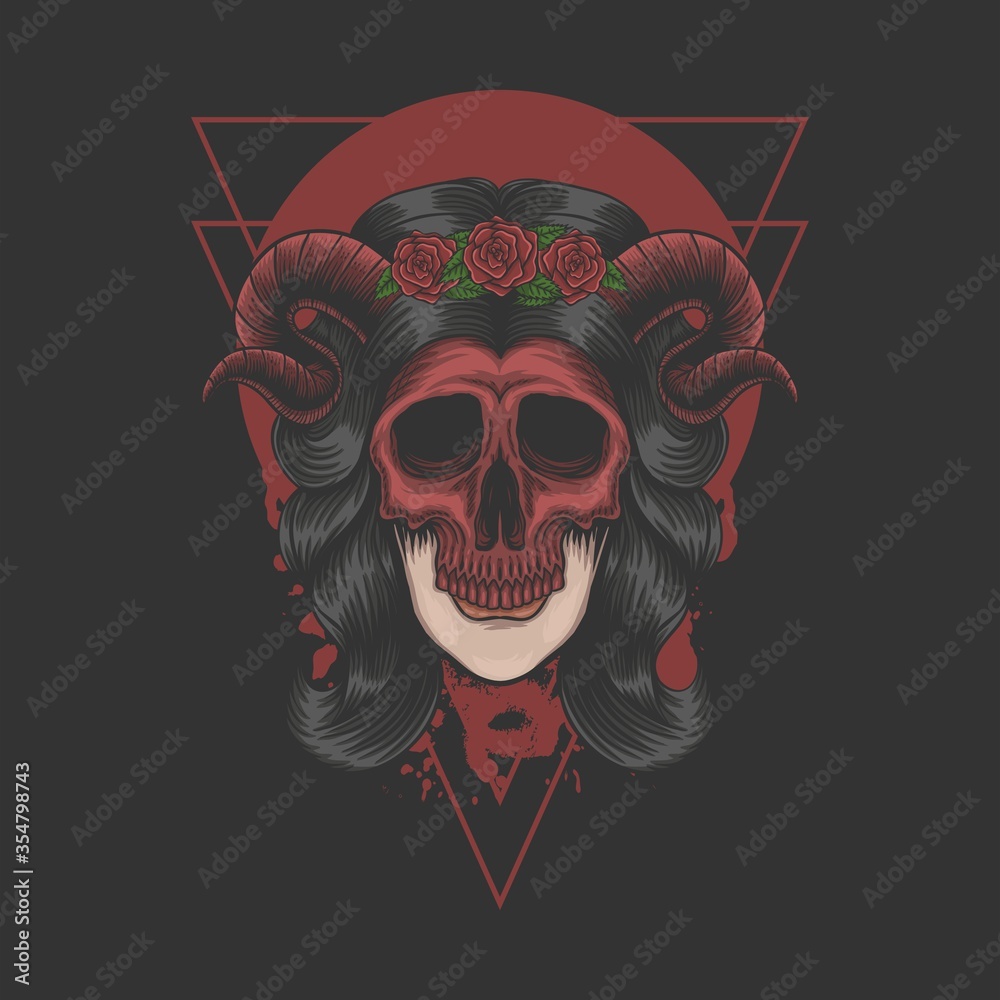 Poster Woman demon Mask vector illustration – Wall Art | UkPosters