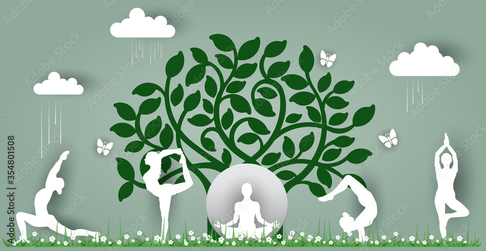 21 june-international yoga day,paper cut yoga body posture, human ...