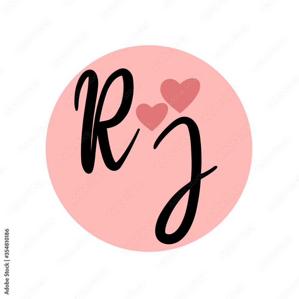 RJ Initial Logo wedding calligraphy beauty monogram illustration Stock ...