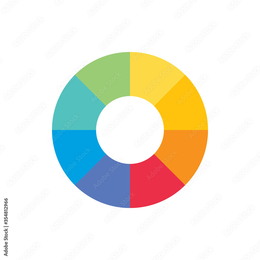 Separate doughnut graph / pie charts icon, 8 colors parts. Morden flat ...