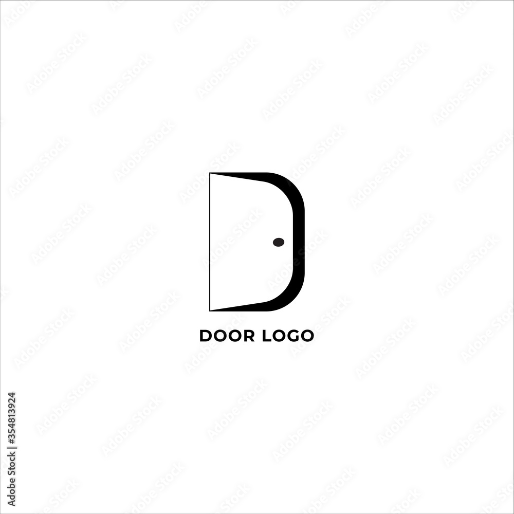 Door logo design template isolated on white background. An open door ...