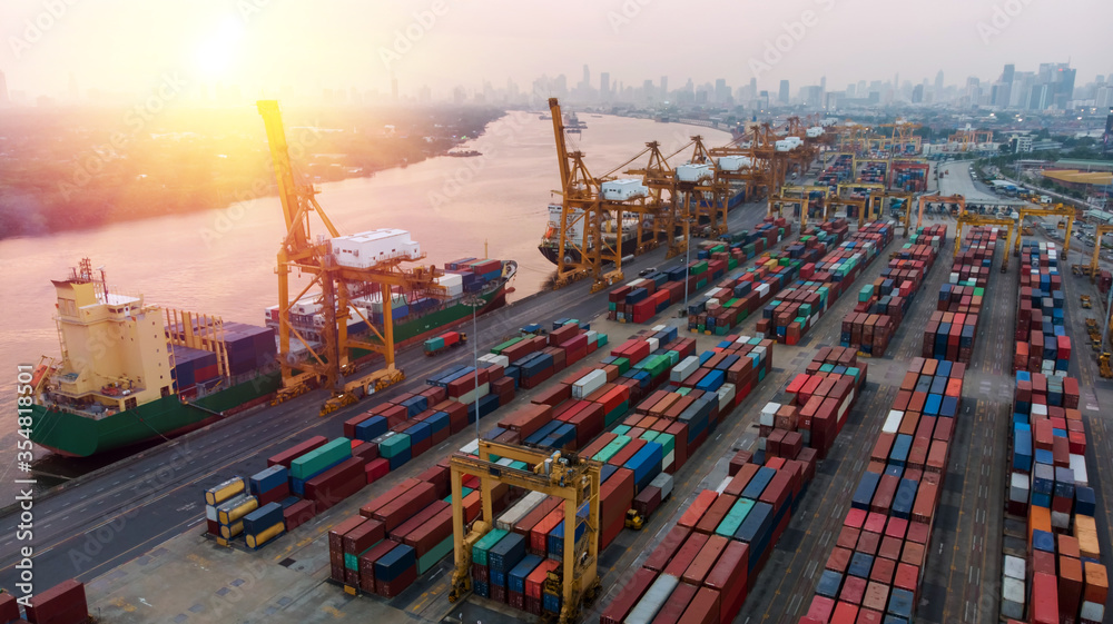 Logistics and transportation of Container Cargo ship and Cargo plane ...