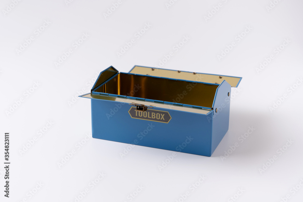 blue metal tool box on white background Stock Photo | Adobe Stock