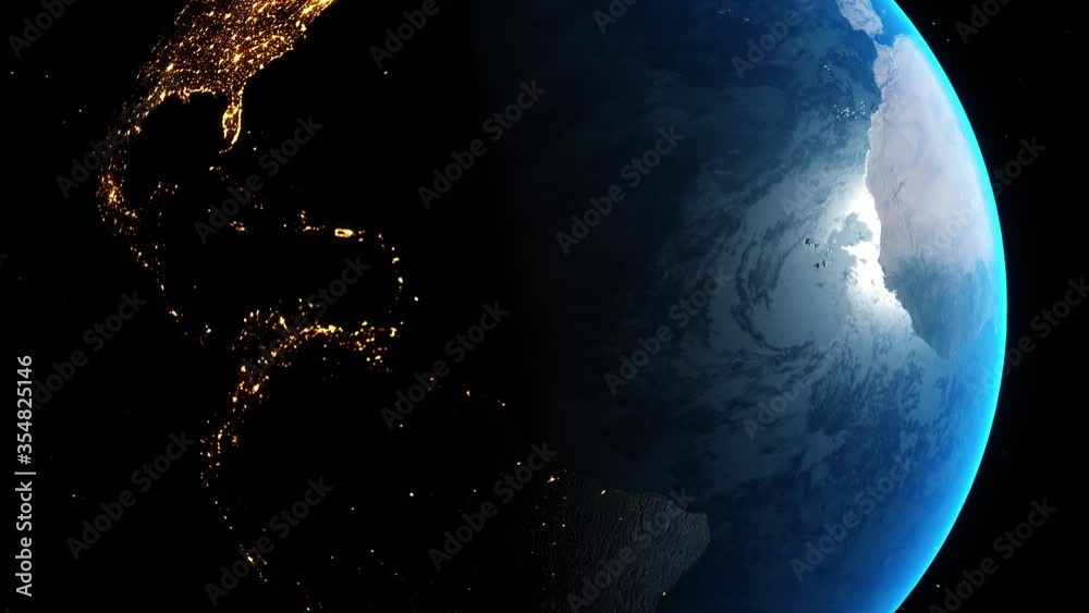 Earth Globe Spinning From Day to Night city street lights. Earth from ...