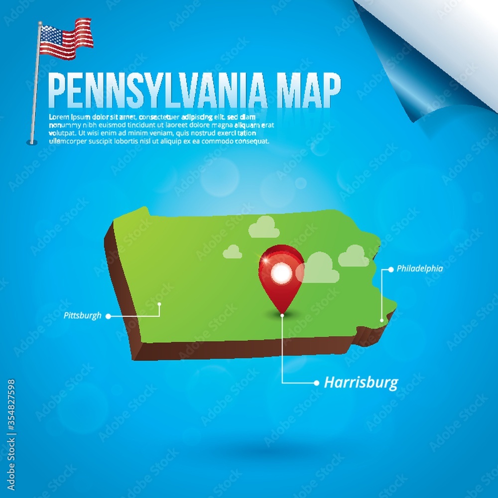 Map of pennsylvania state Stock Vector | Adobe Stock