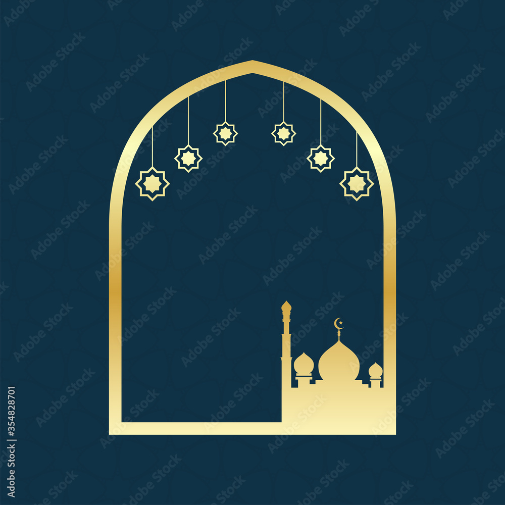 Islamic frame with gold color and navy background. Vector illustration ...