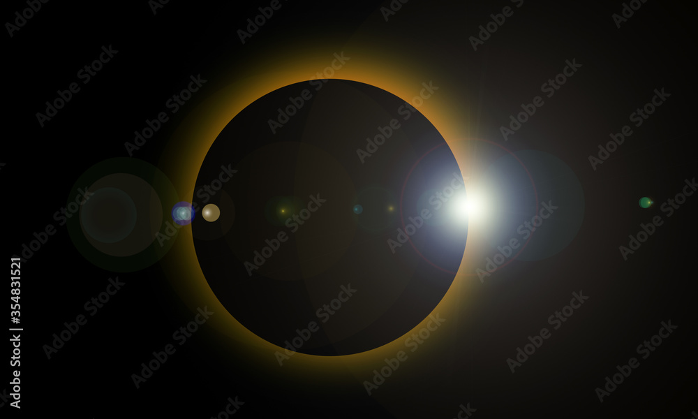 Ring solar eclipse / Total solar eclipse. Illustration of ring solar ...