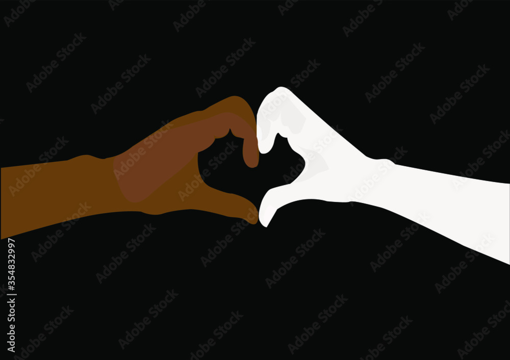 Black Lives Matter.Two hands illustration . Protest Banner about Human ...
