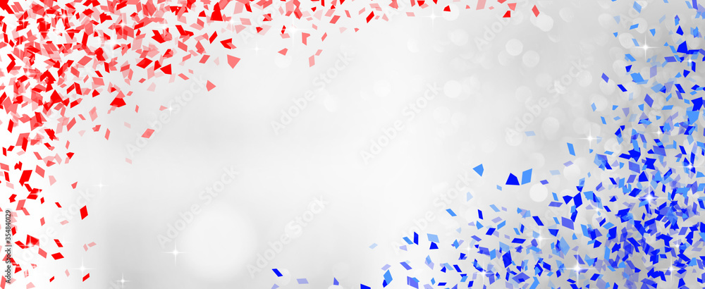 abstract blur silver background with blue and red confetti color for ...
