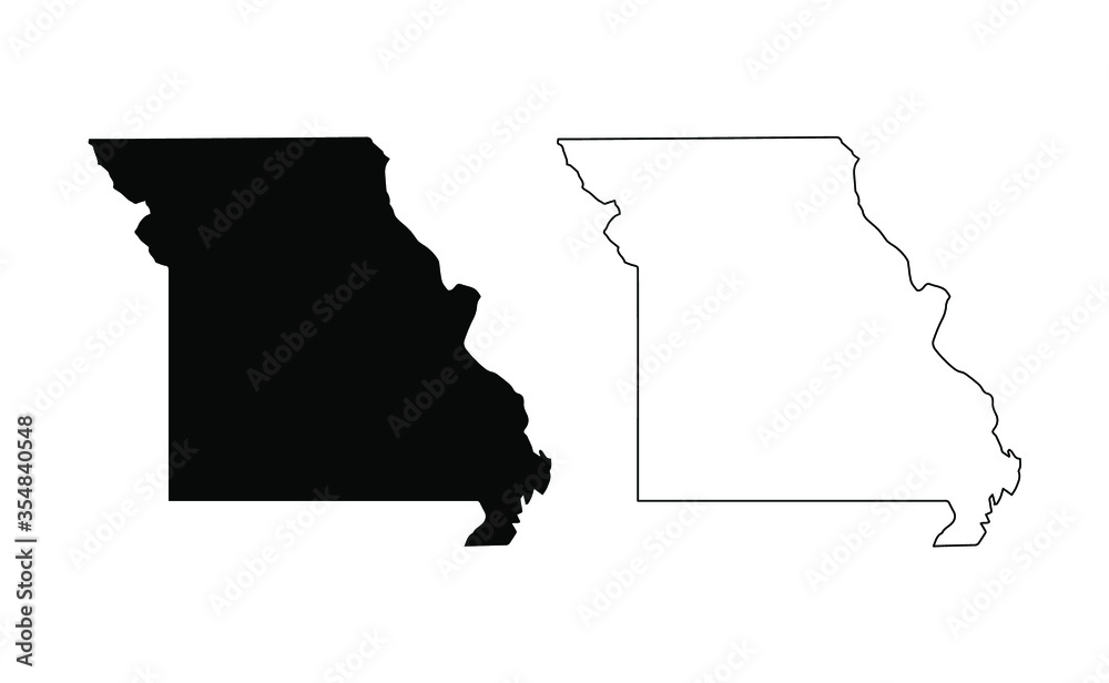 Missouri state silhouette, line style. America illustration, American ...