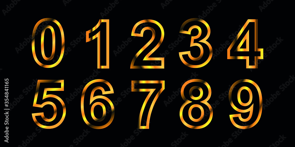 Gold numbers set.Vector golden number. Beautiful metal design for ...