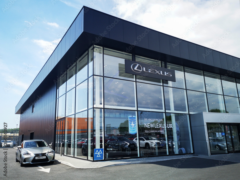 Cardiff, UK: June 02, 2020: Lexus Car Dealership. Lexus is the luxury ...