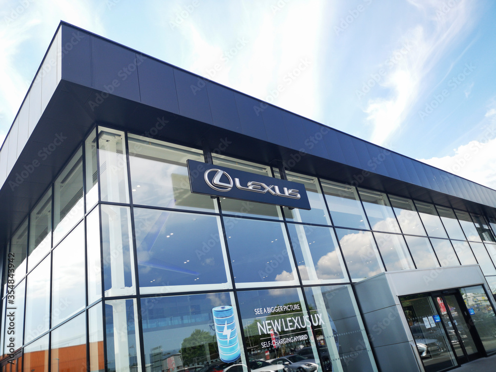 Cardiff, UK: June 02,, 2020: Lexus Car Dealership. Lexus is the luxury ...