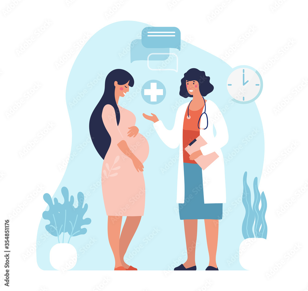 Pregnant woman at the doctor’s appointment. A woman expecting a baby ...