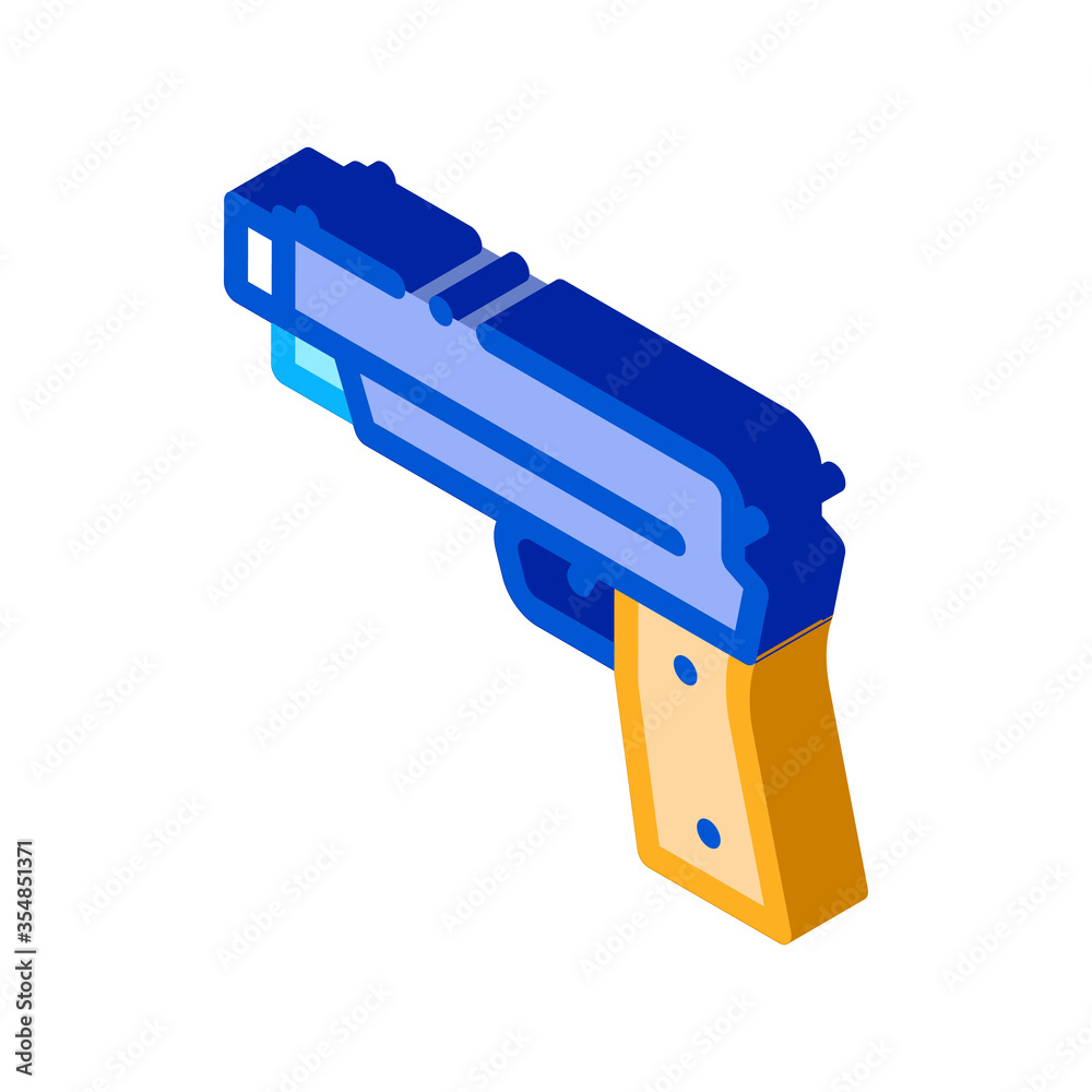 Iron Shooting Gun Icon Vector. Isometric Iron Shooting Gun sign. color ...