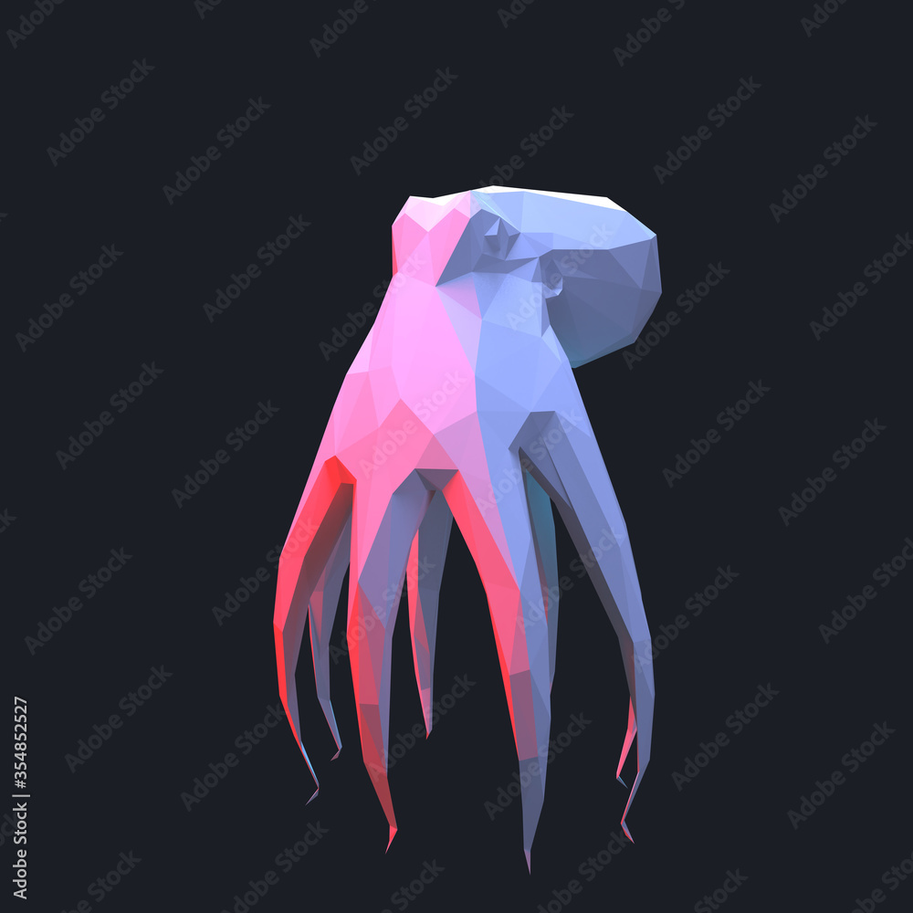 octopus 3d low poly graphic illustration of wildlife animal that is isolated, colorful ...