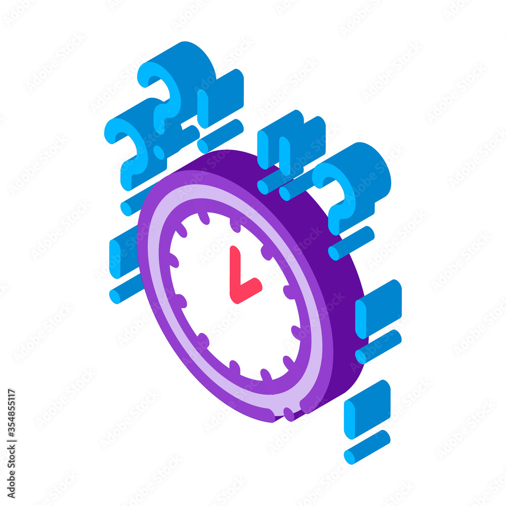 Clock And Question Mark Icon Vector. Isometric Clock And Question Mark ...