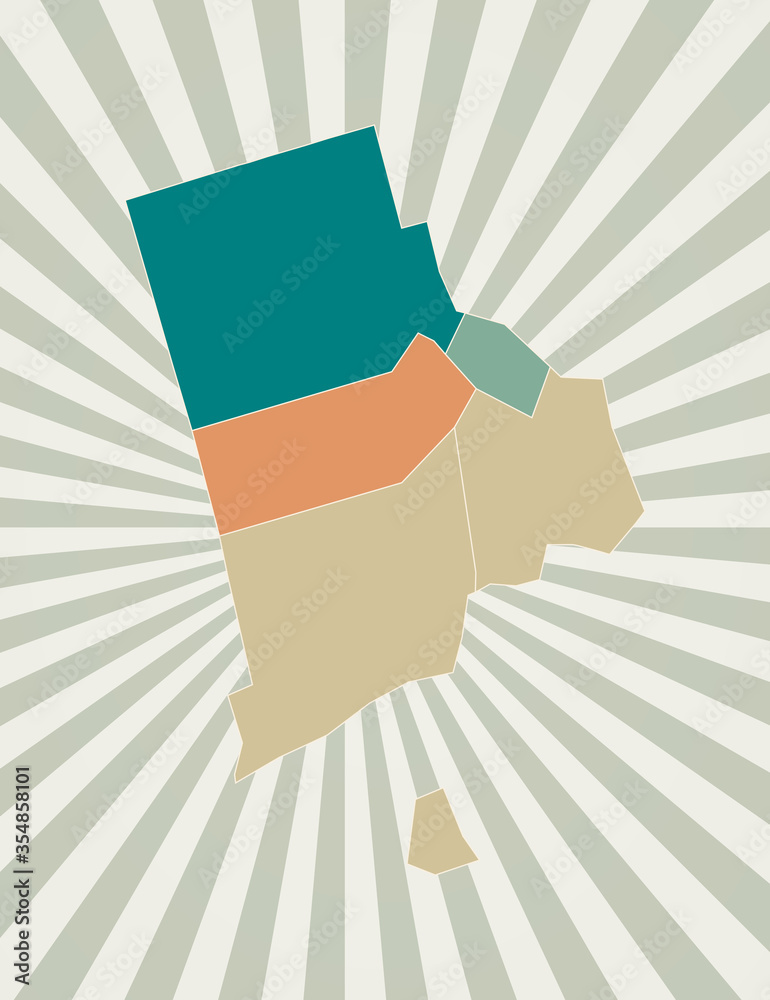 Rhode Island map. Poster with map of the us state in retro color ...