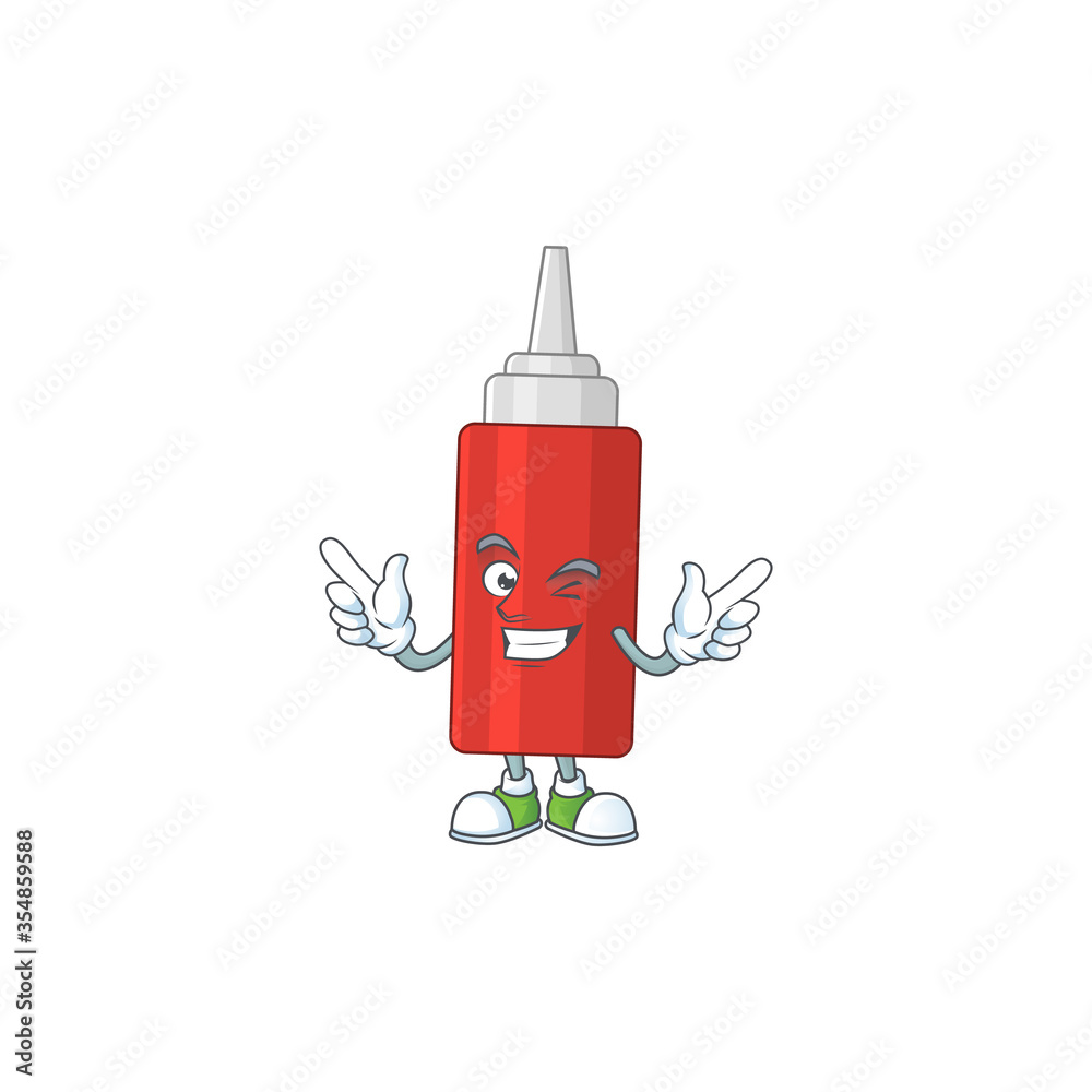 Cartoon drawing concept of sauce bottle showing cute wink eye Stock ...