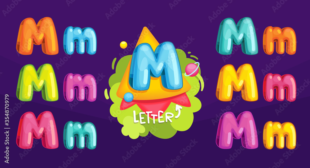 Cartoon letter M. Kids color illustration Stock Vector | Adobe Stock