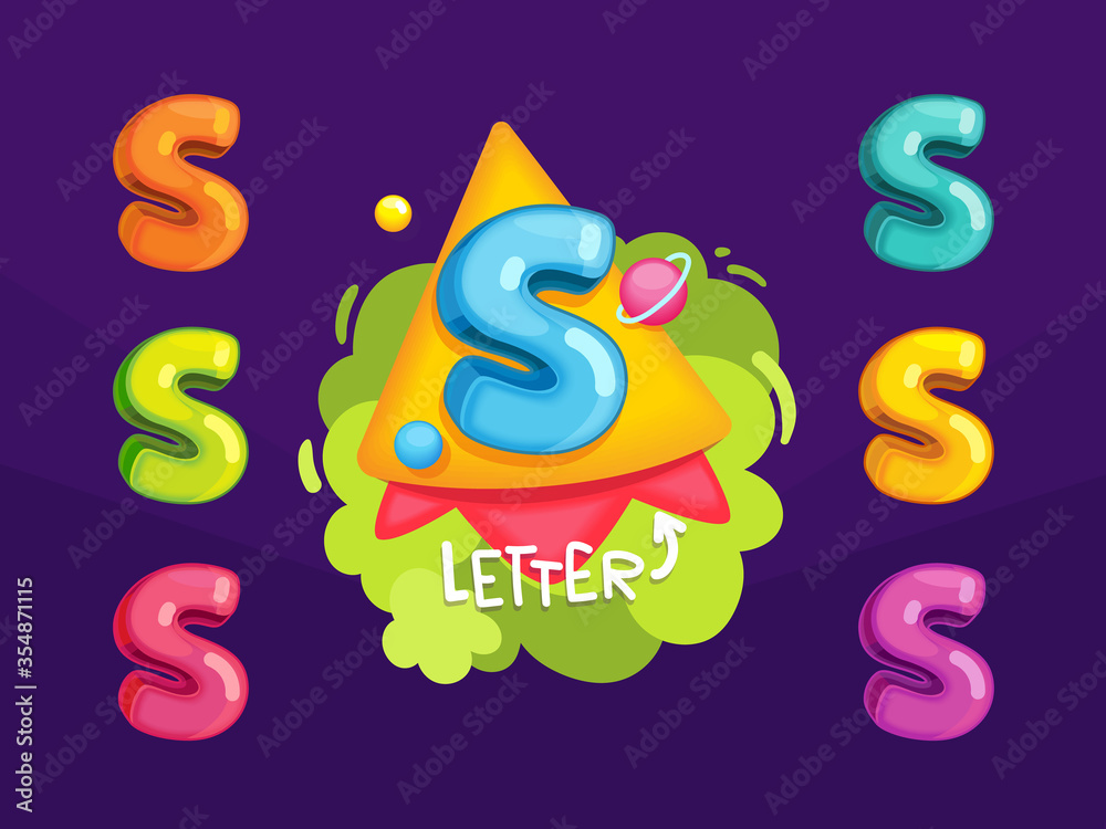 Cartoon letter S. Kids color illustration Stock Vector | Adobe Stock