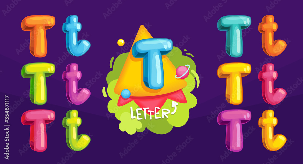 Cartoon letter T. Kids color illustration Stock Vector | Adobe Stock