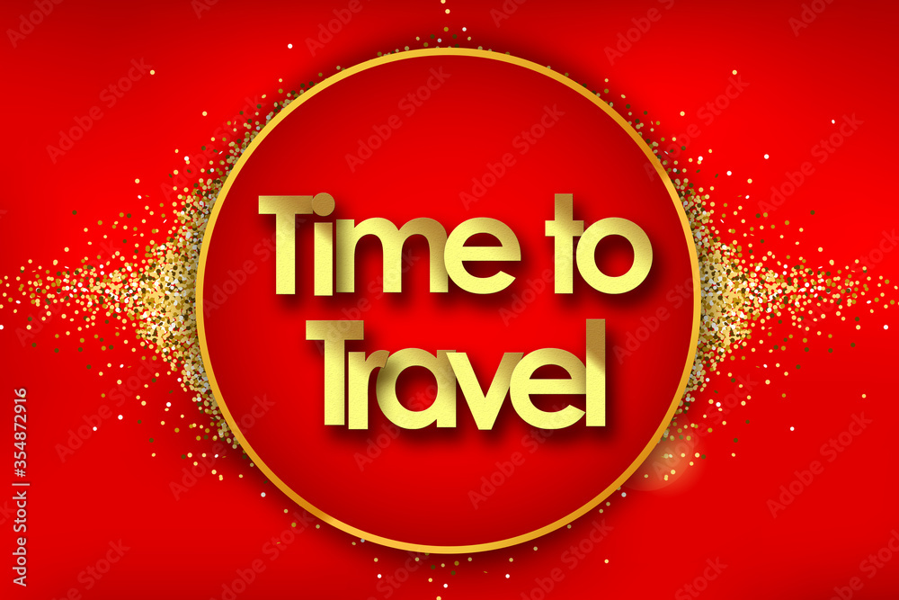 time to travel in golden circle stars and yellow background Stock Photo ...