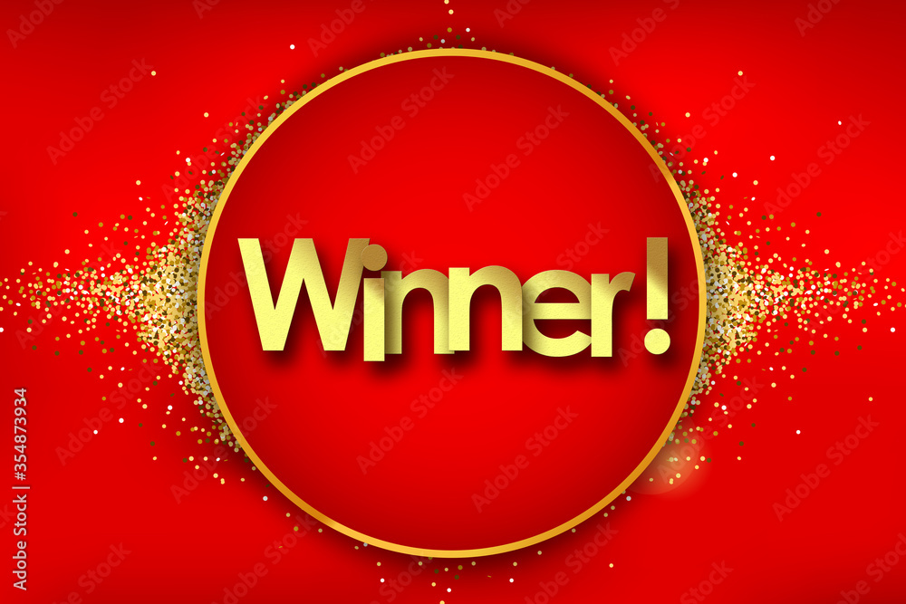 winner in golden circle stars and yellow background Stock Photo | Adobe ...