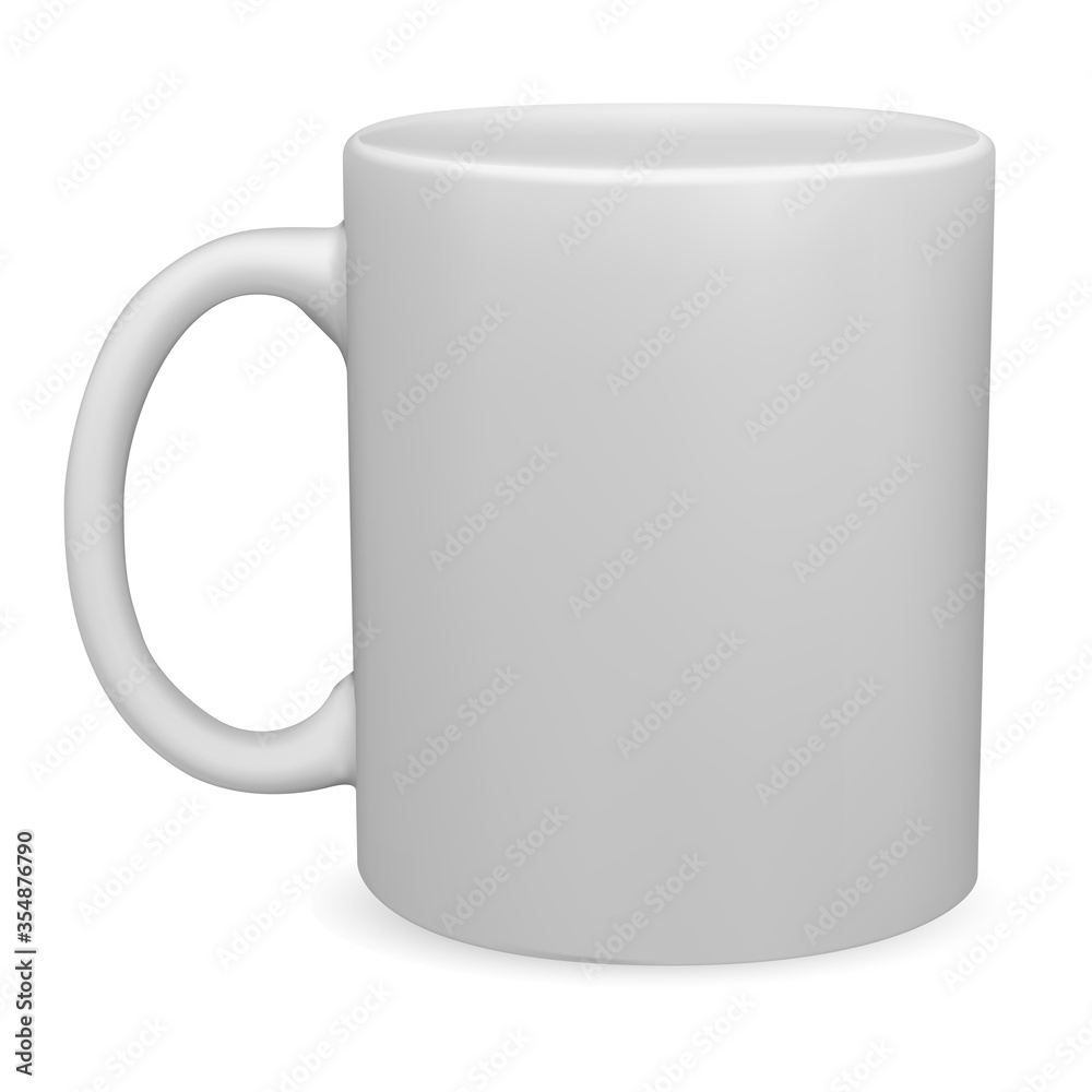 White mug mockup. Isolated vector coffee cup blank. 3d template of ...