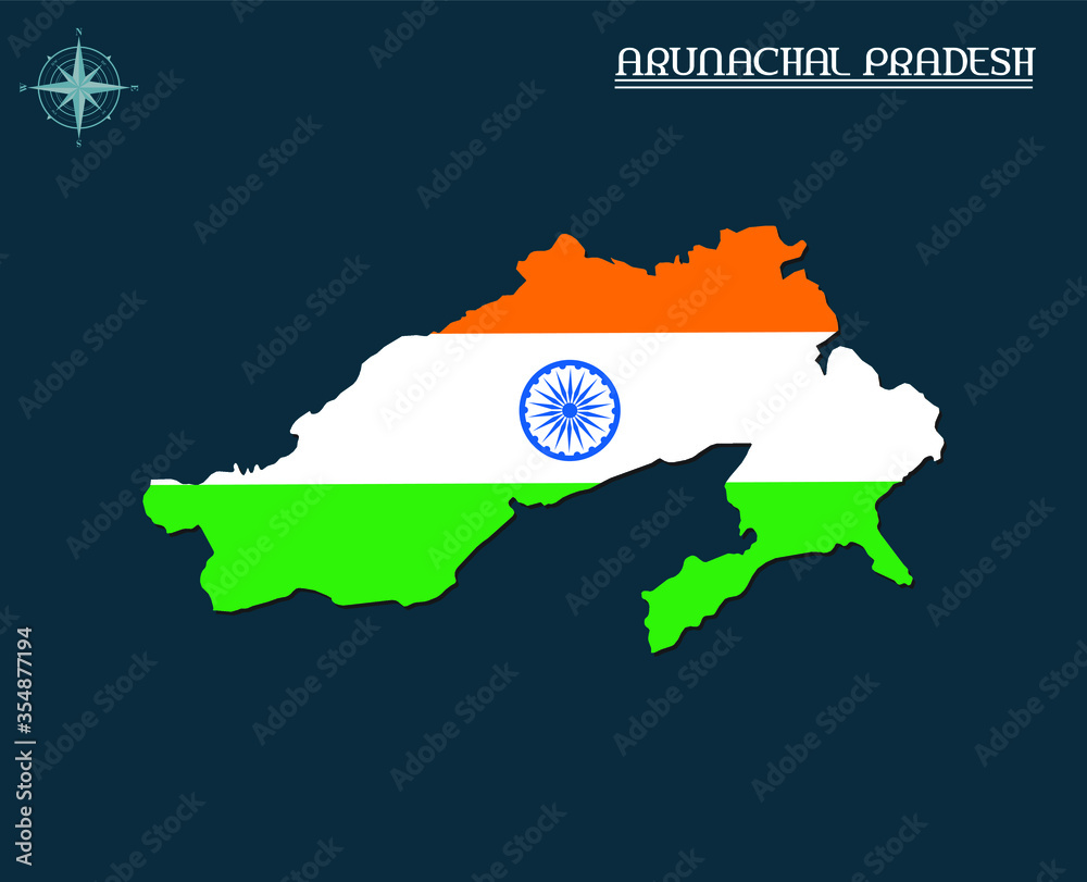 Stockvector Modern Map Of ARUNACHAL PRADESH With India Flag India stockvector-modern-map-of-arunachal-pradesh-with-india-flag-india