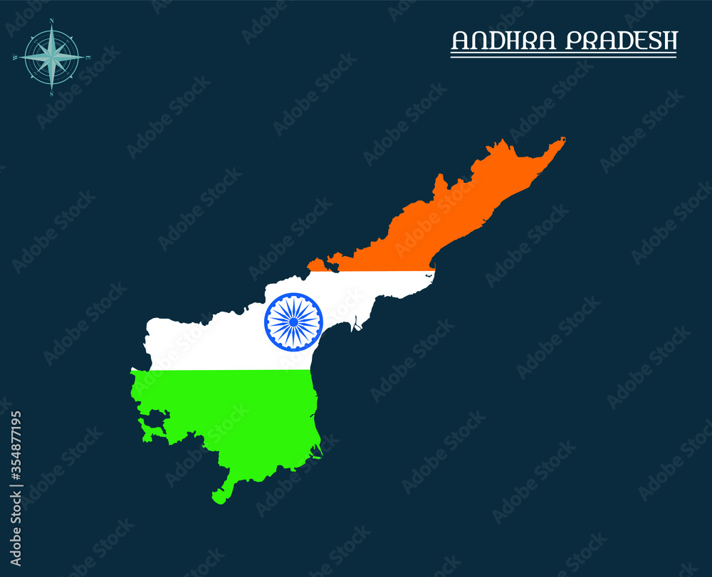 Modern map of ANDHRA PRADESH with india flag, india state map ANDHRA ...