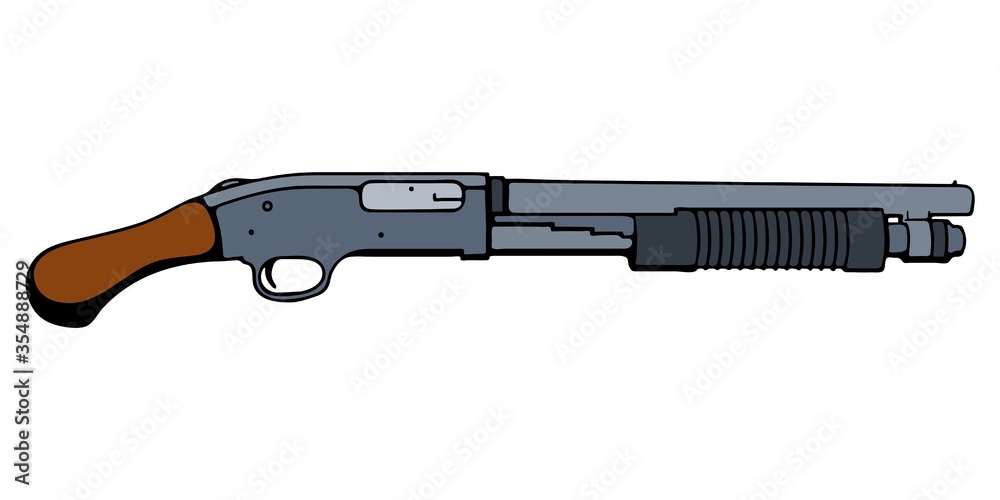 Sawed-Off Shotgun. Cartoon vector illustration Stock Vector | Adobe Stock