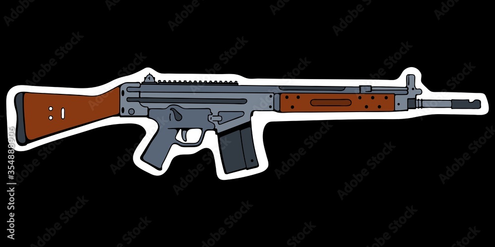 Hand drawn illustration of G3 assault rifle. Stock Vector | Adobe Stock