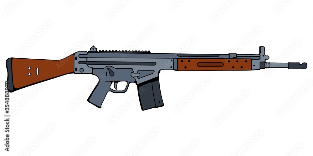 Hand drawn illustration of G3 assault rifle. Stock Vector | Adobe Stock