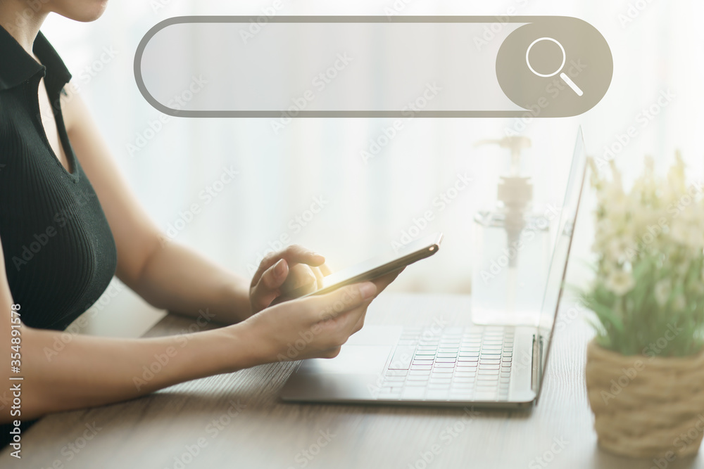 People hand using mobile phone searching for information in internet ...