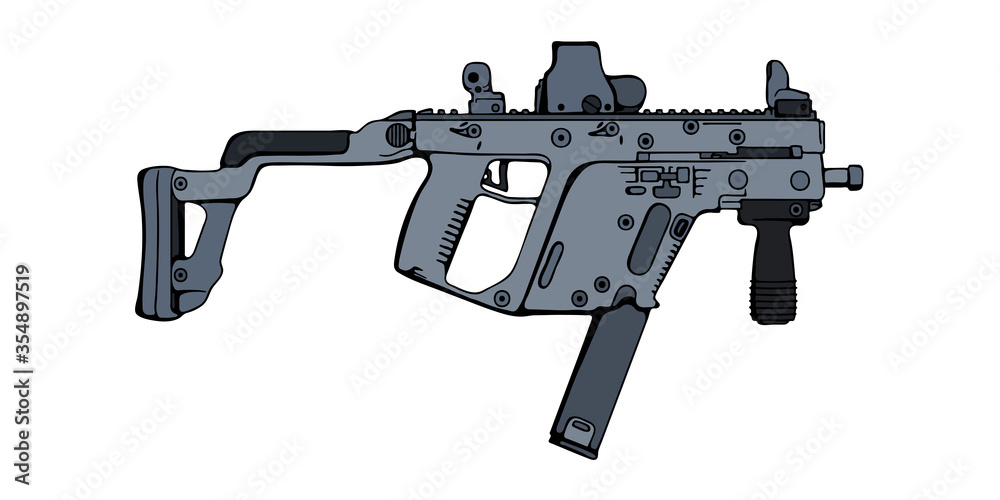 Modern submachine gun. Vector illustration Stock Vector | Adobe Stock