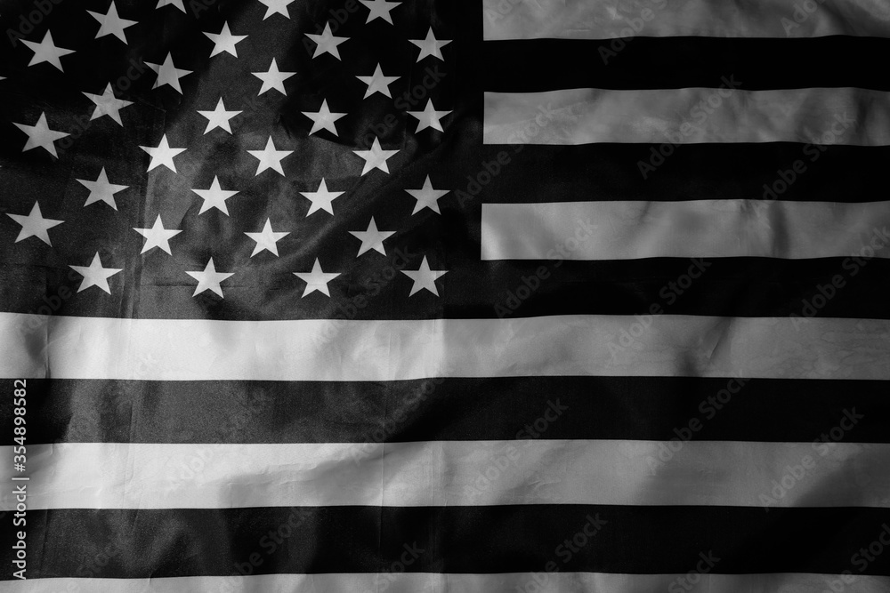 Foto de Black and white American flag. USA black pride revolution. Anti ...