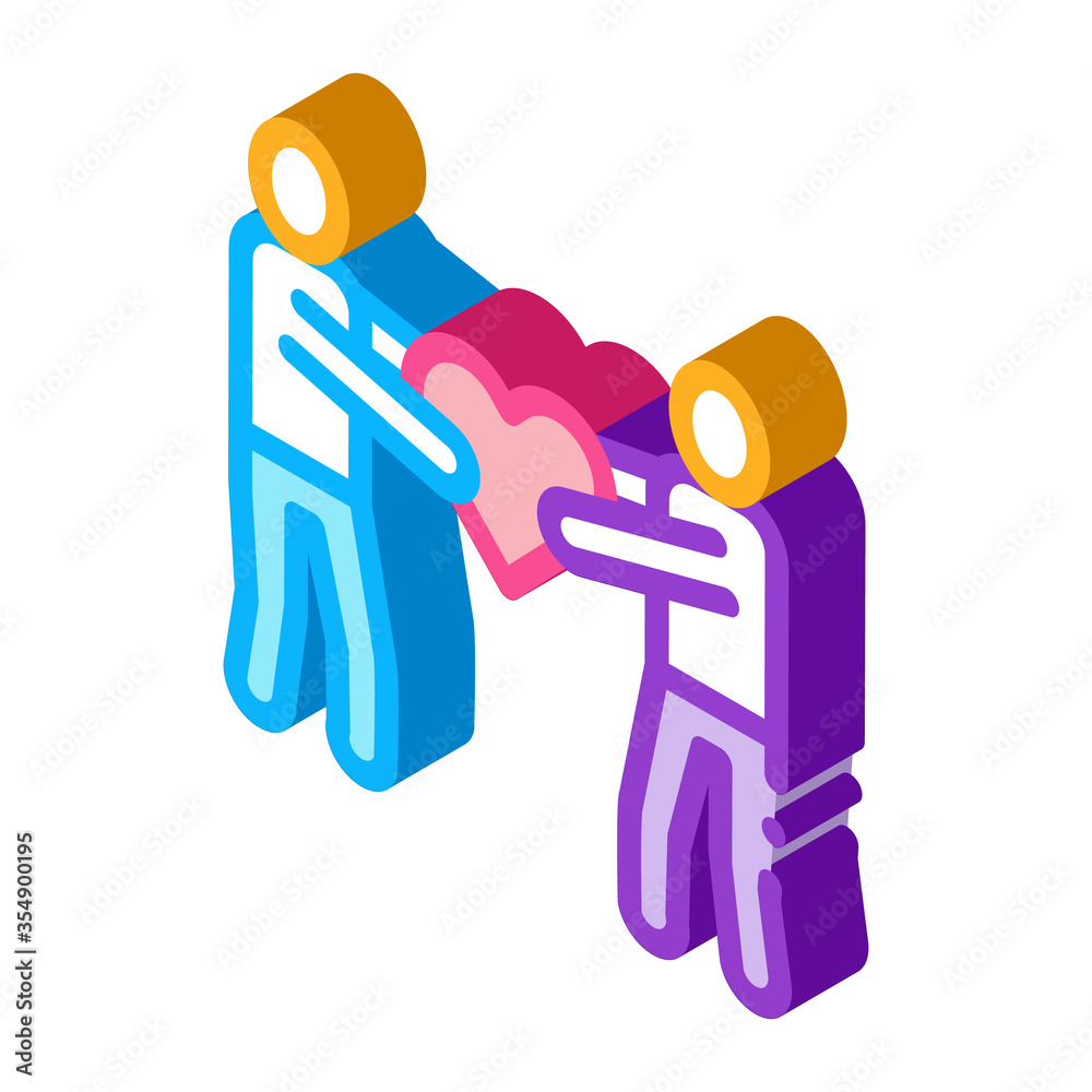 Human Share Heart Icon Vector. Isometric Human Share Heart sign. color ...