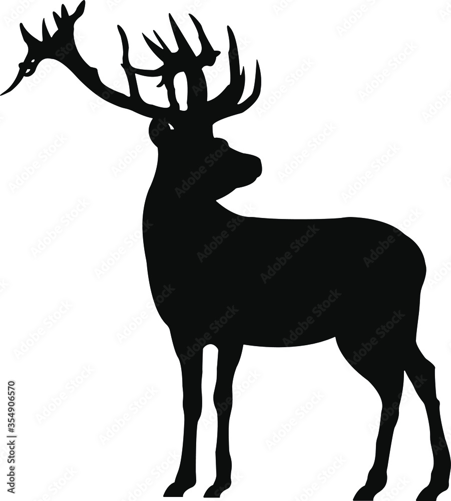 Vector black silhouette of deer. Shadow icon. Stock Vector | Adobe Stock