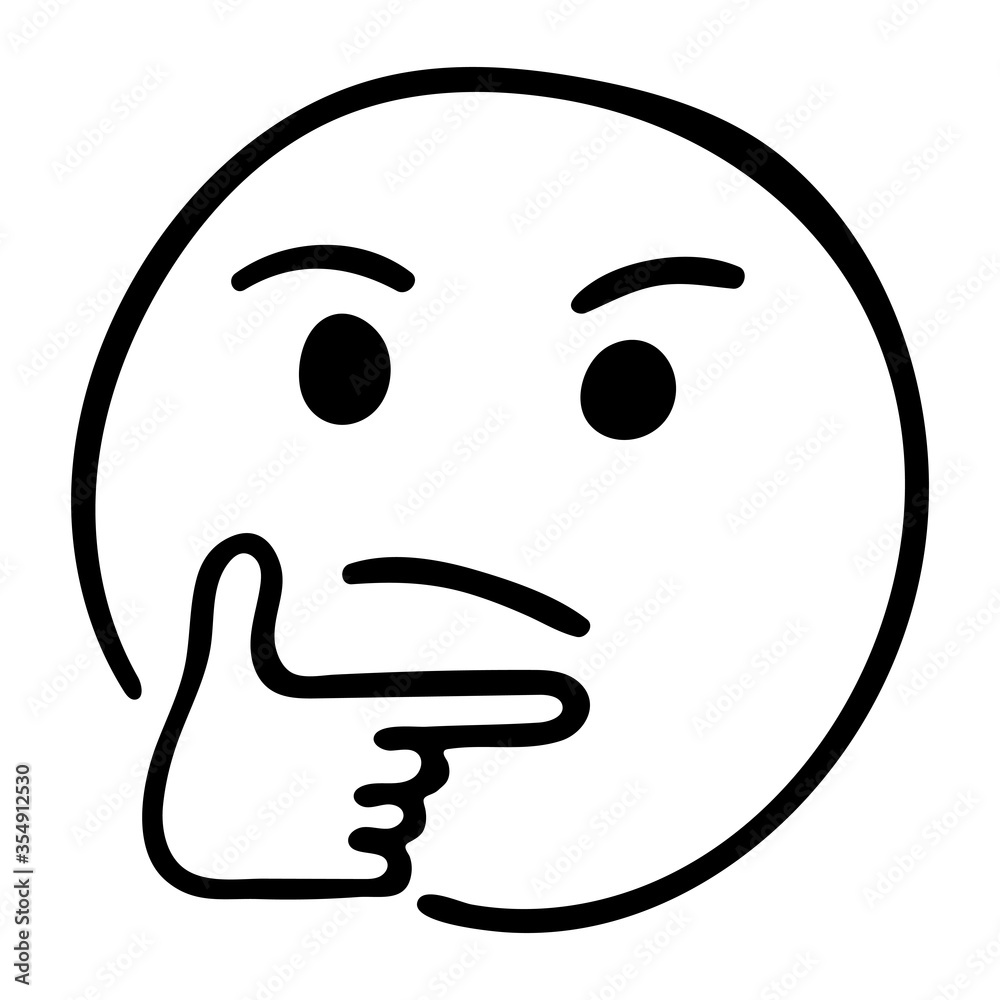 Thinking Face emoji. Doodle thinking emoji Stock Vector | Adobe Stock