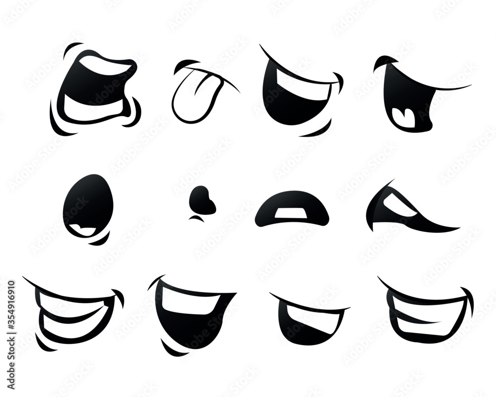 Set cute Cartoon mouth poses In Vector High quality original trendy ... Set cute Cartoon mouth poses In Vector High quality original trendy ...