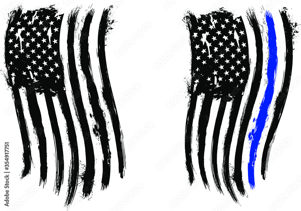 Thin blue line US flag. Flag with Police Blue Line - Distressed ...