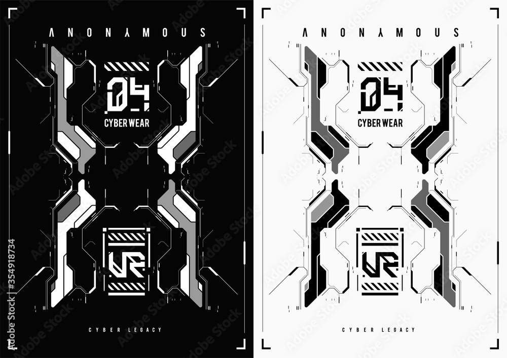 Cyberpunk futuristic poster. Tech Abstract poster template with HUD ...