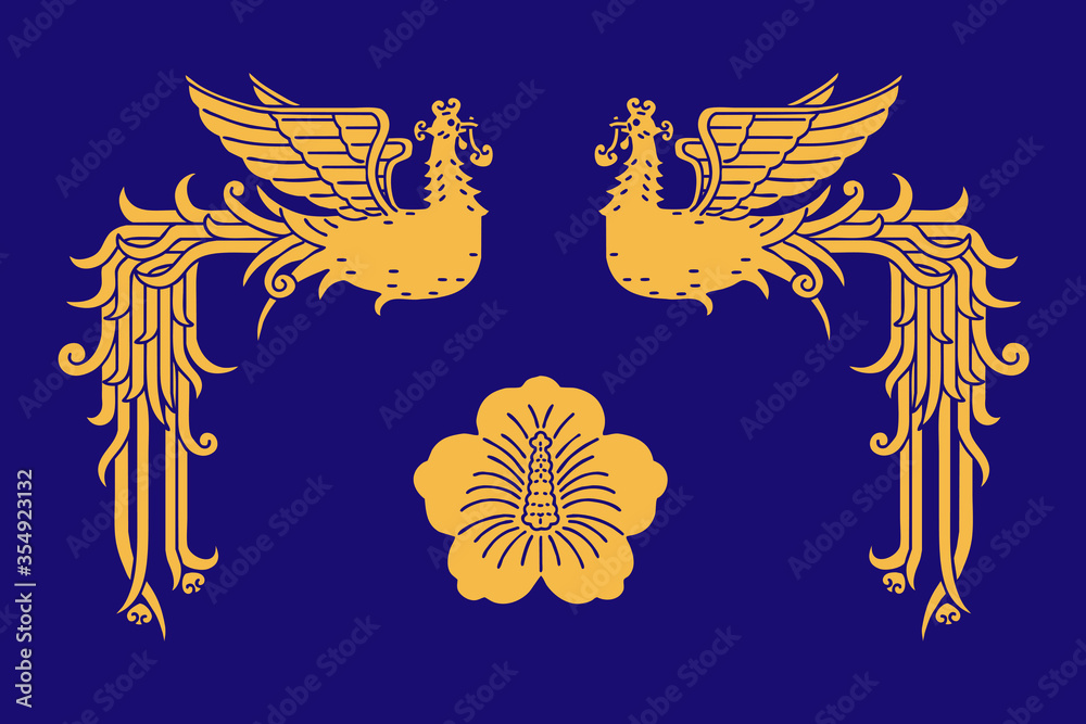 'Bonghwang' and 'Mugunghwa', Vector illustration. 'Bonghwang' means ...