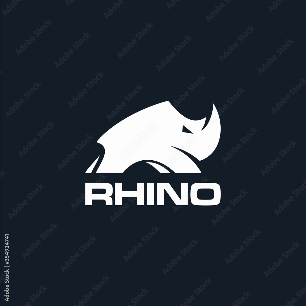 rhino logo animal simple silhouette Stock Vector | Adobe Stock