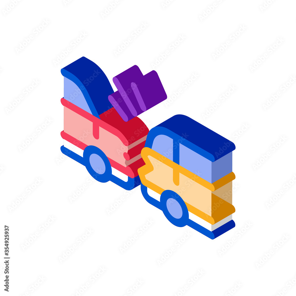 minimum dangerous distance between cars icon vector. isometric minimum ...