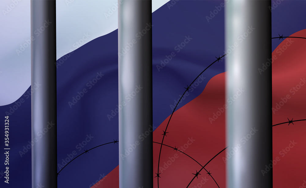 Background prison, jail in Russian Federation, tricolour. Oppressive ...
