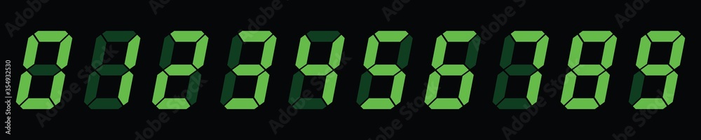 digital clock number set. Electronic Counter, calculator number. Vector ...