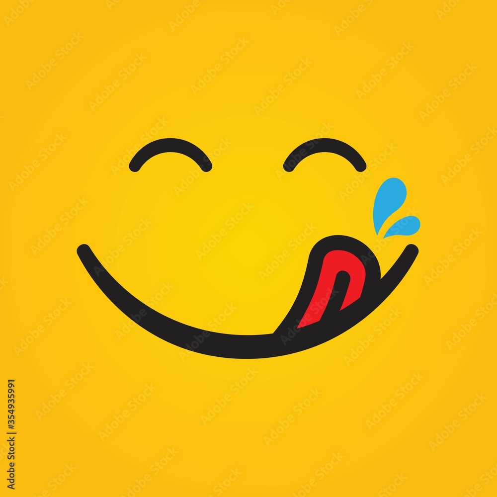 Yummy face smiley delicious with tongue lick mouth, tasty food eating ...